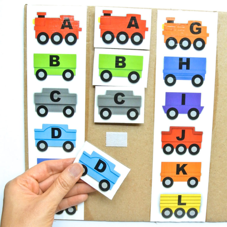 DIY Cardboard Alphabet Train - Letter Matching Toddler Activity with ...