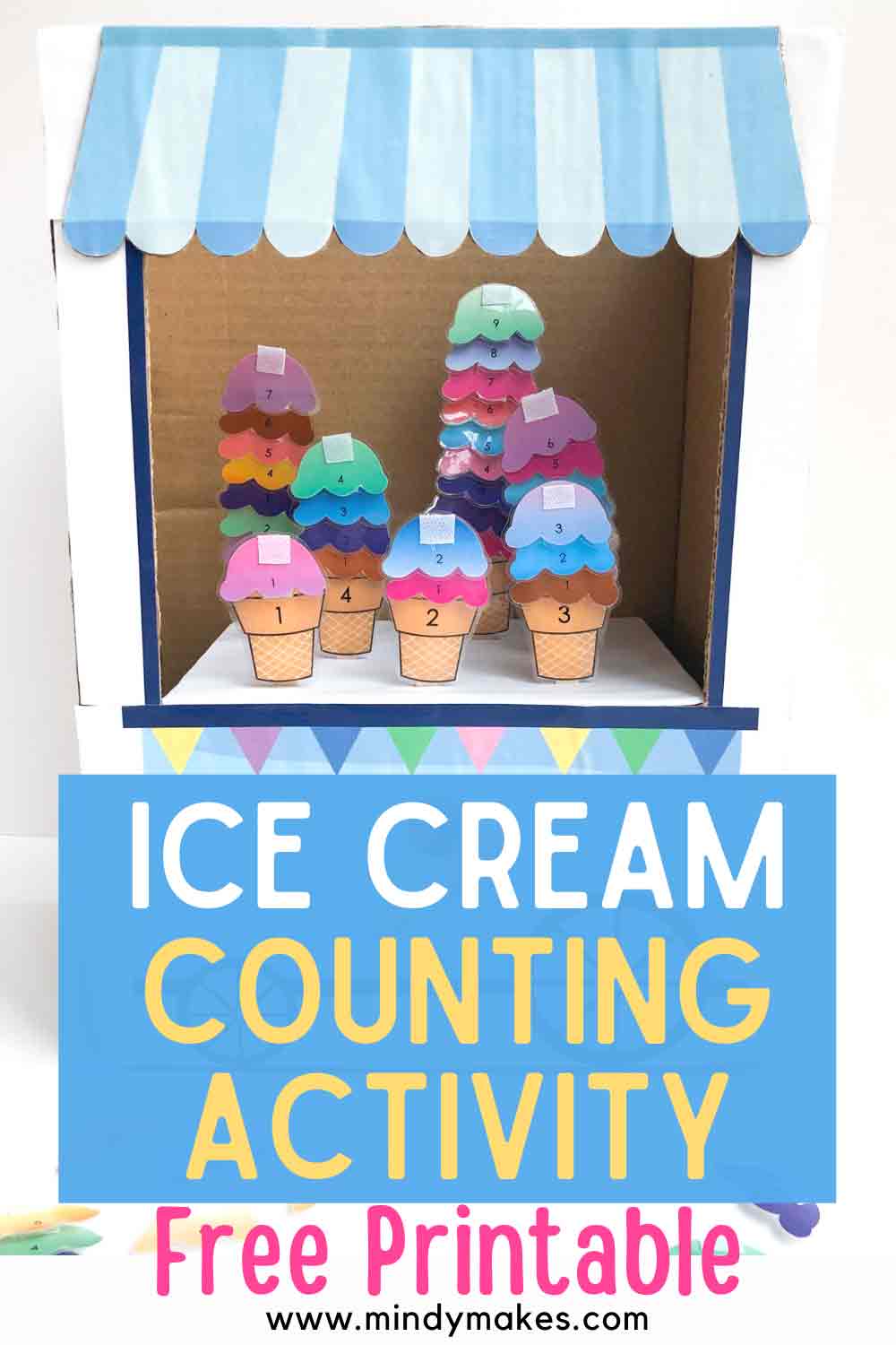 Count to 10 Ice Cream Activity for Preschool (Free Printable) - MindyMakes
