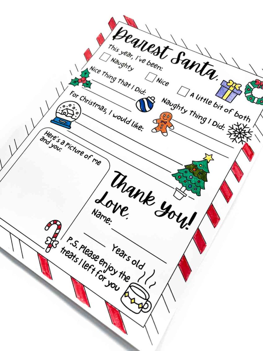 Adorable Letter to Santa Printable for Kids (Free Template) - MindyMakes