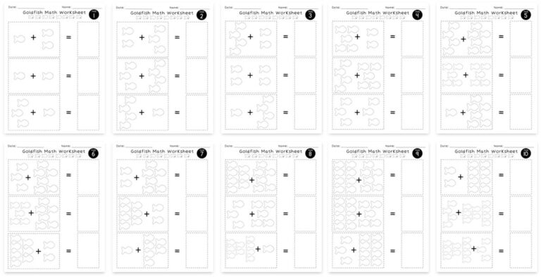 Goldfish Addition Worksheets for Preschool (Free PDF) - MindyMakes