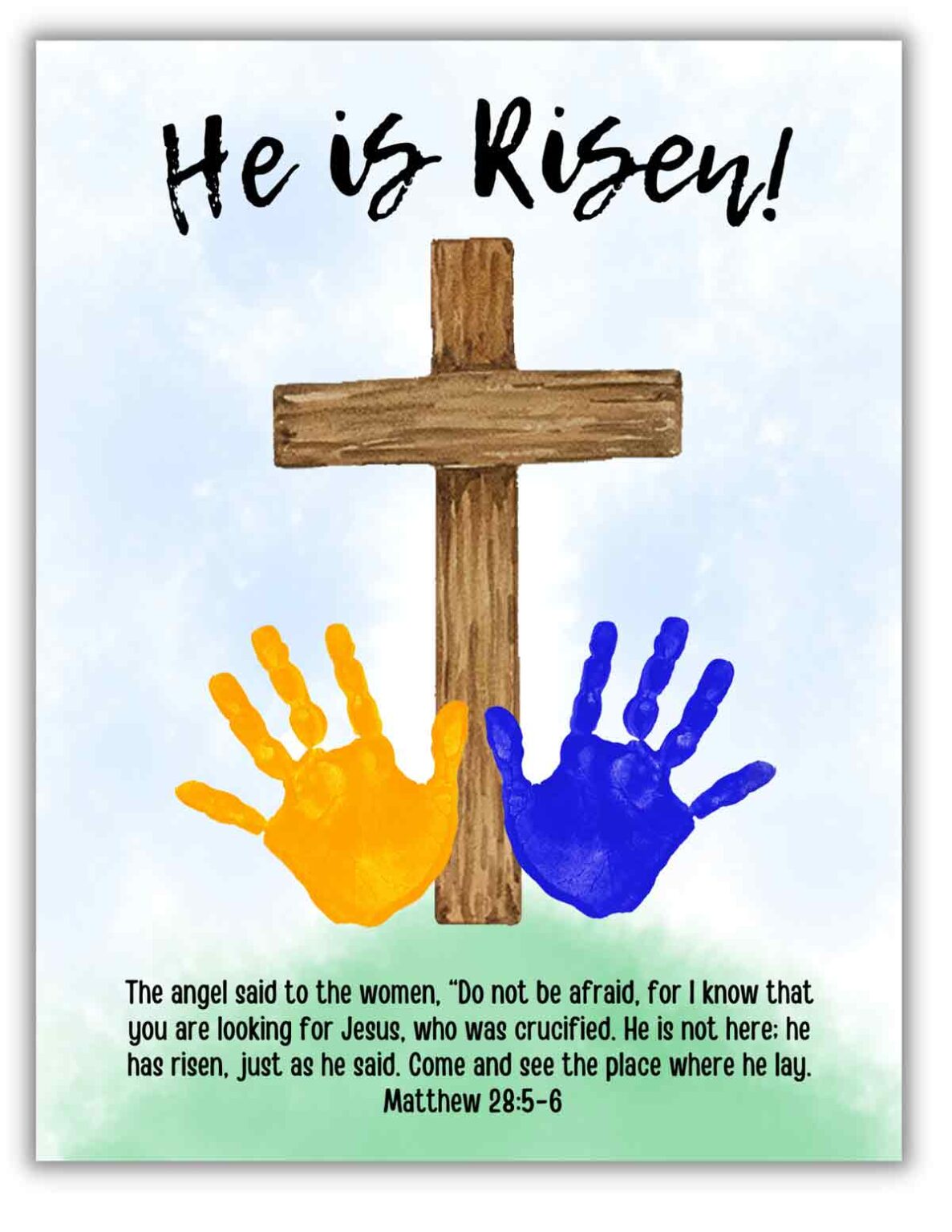 He is Risen! Easter Handprint Art (Free Printable) - MindyMakes