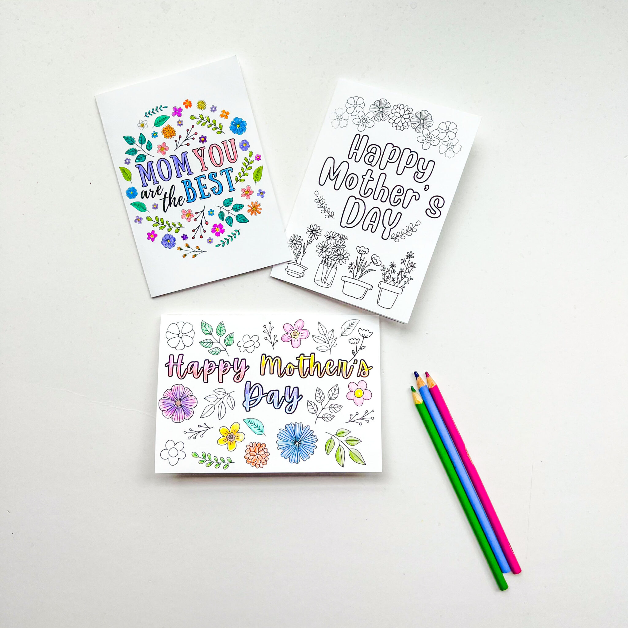 Mother's Day Coloring Cards with Envelope (Free Printable) - MindyMakes