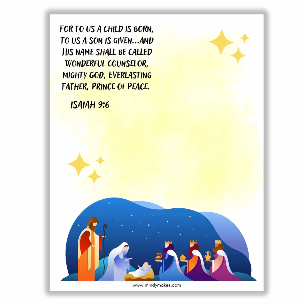 Christmas Nativity Handprint Art (Free Printable) - MindyMakes