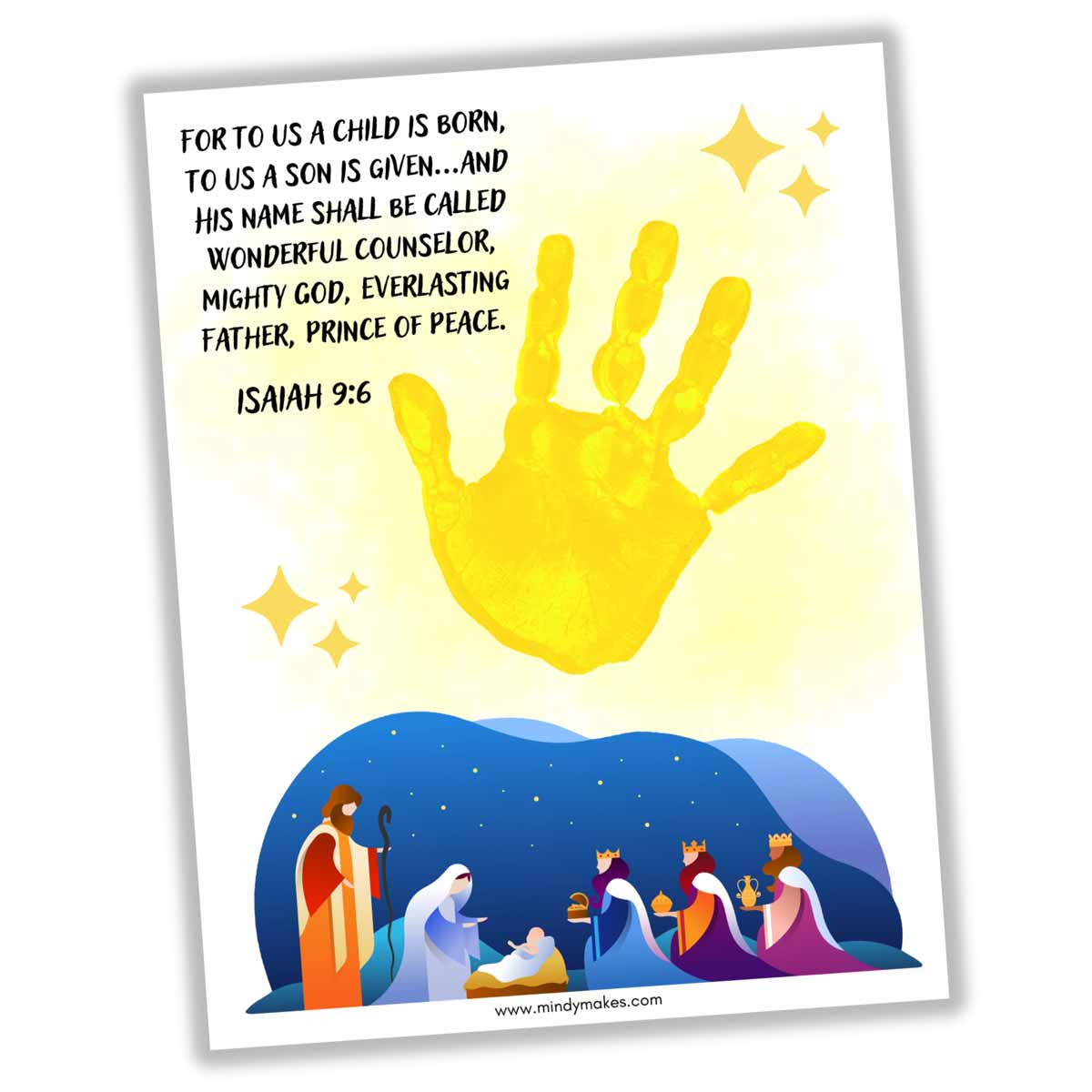 Christmas Nativity Handprint Art (Free Printable) - MindyMakes