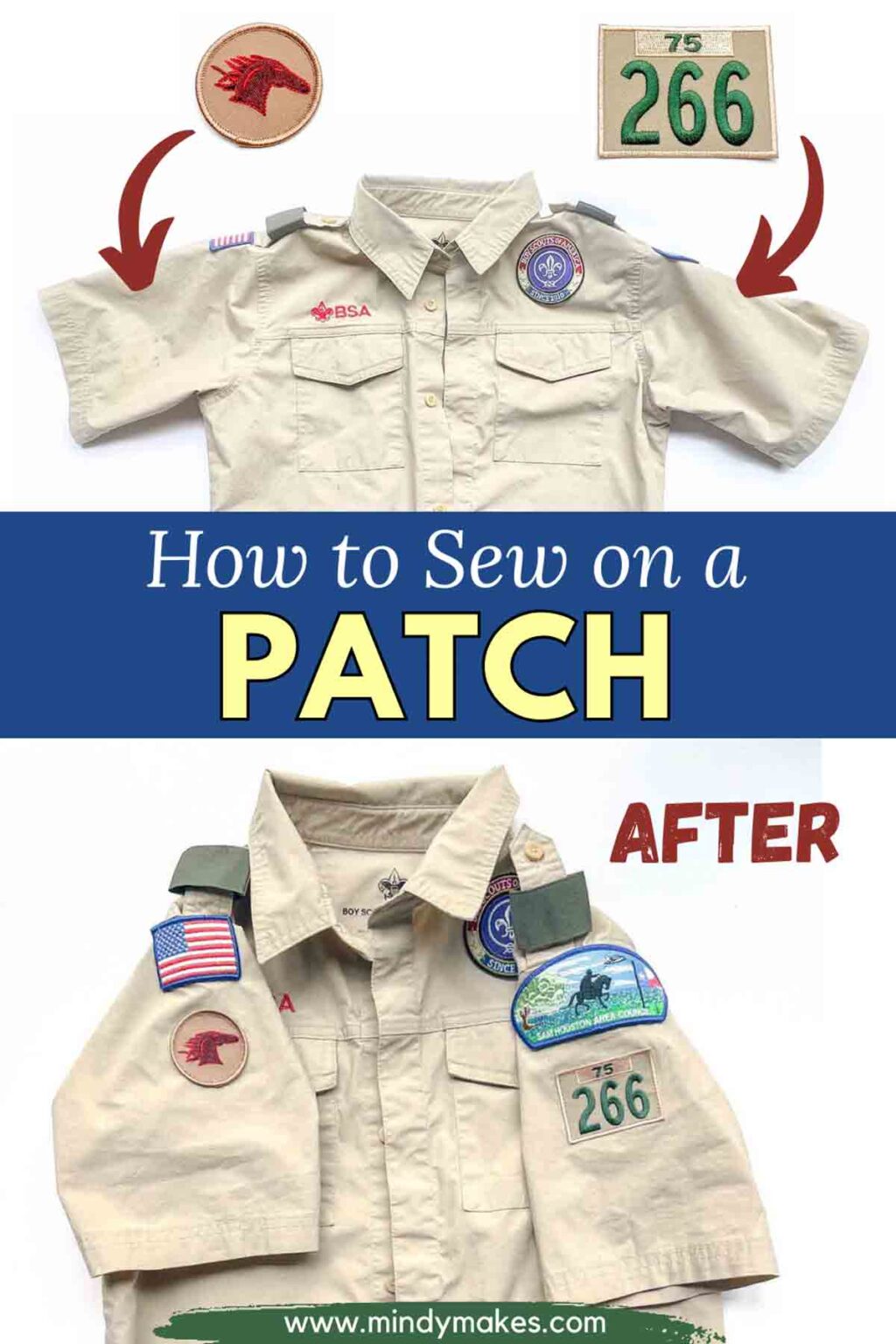 How to Sew a Patch On (2 Ways) - MindyMakes