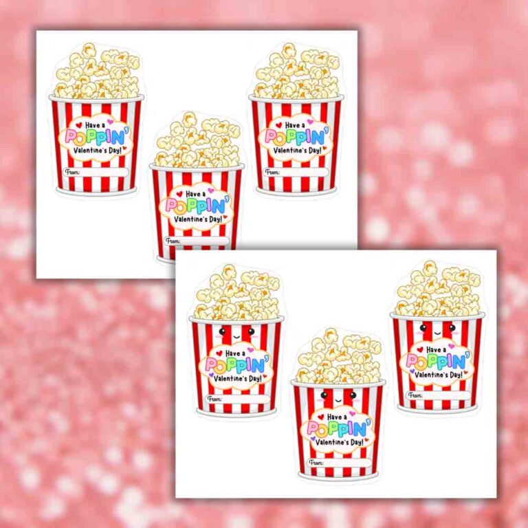Cute Popcorn Valentine Printable (Free Template) - MindyMakes